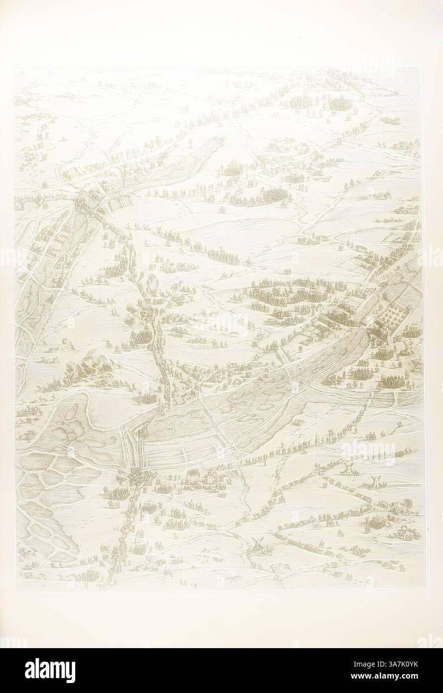 A detailed topographical map showcasing rolling hills, waterways, and ...