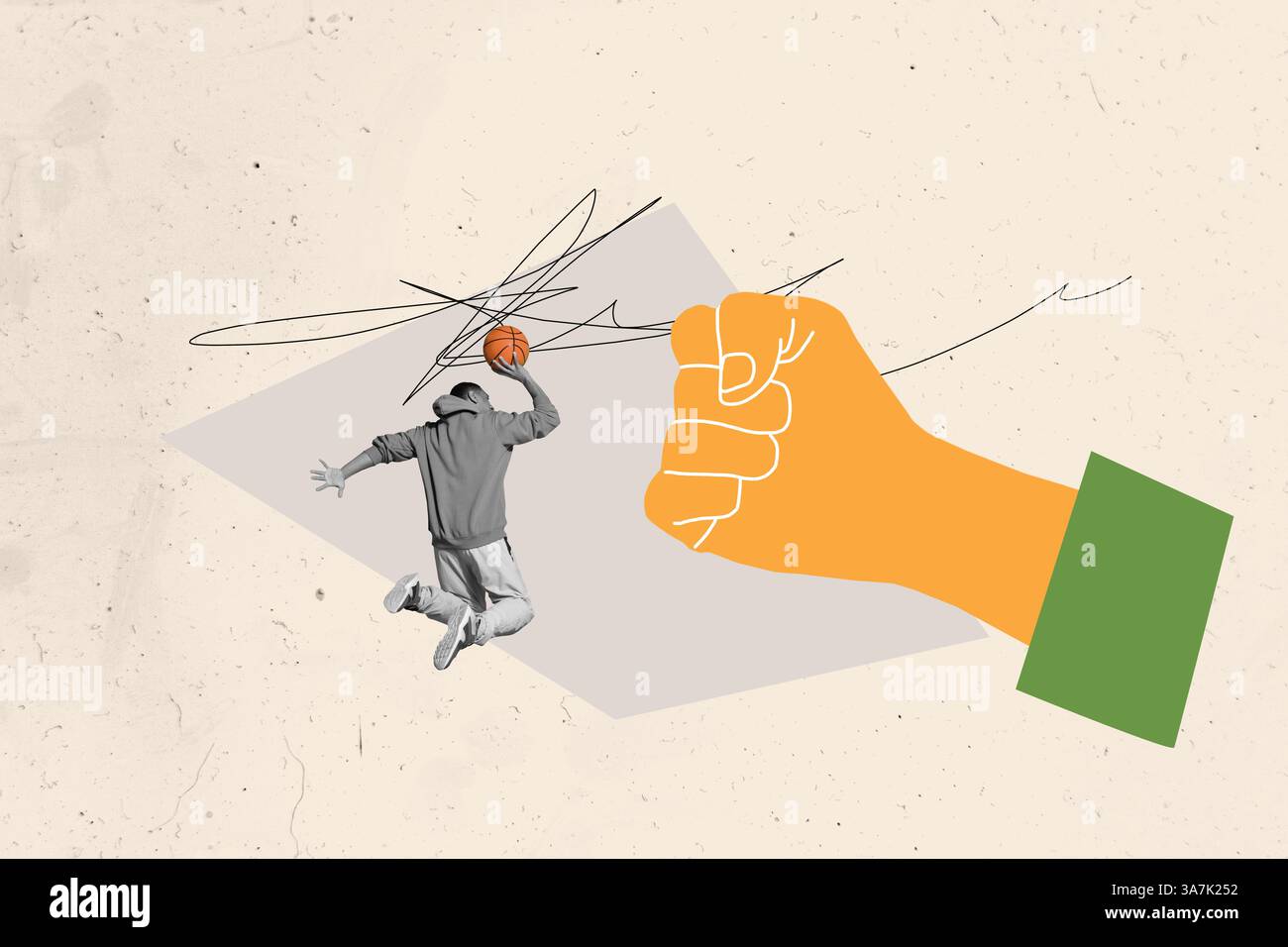 Composite 3D collage trend artwork template design of gesture showing ...