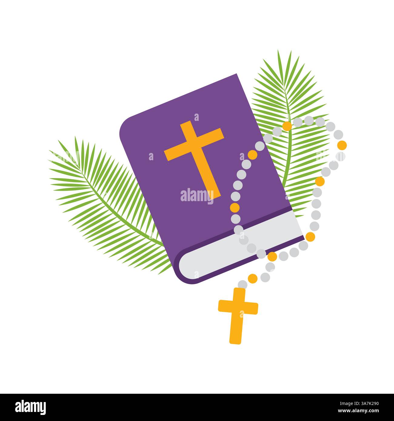 Holy Bible with Rosary Beads and Palm Leaves — Spiritual Christian ...