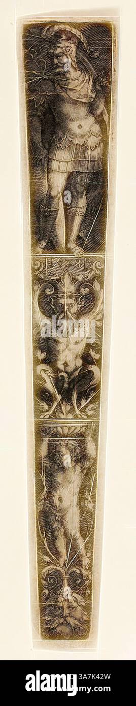 A tall, vertical arrangement of three intricately detailed figures ...