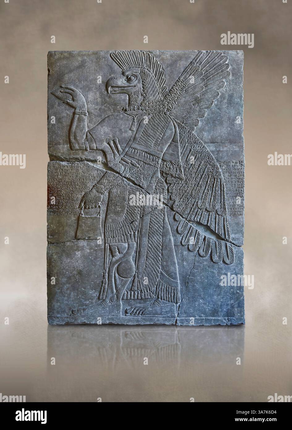 Ancient Neo Assyrian alabaster palace relief sculpture depicting Niroch ...