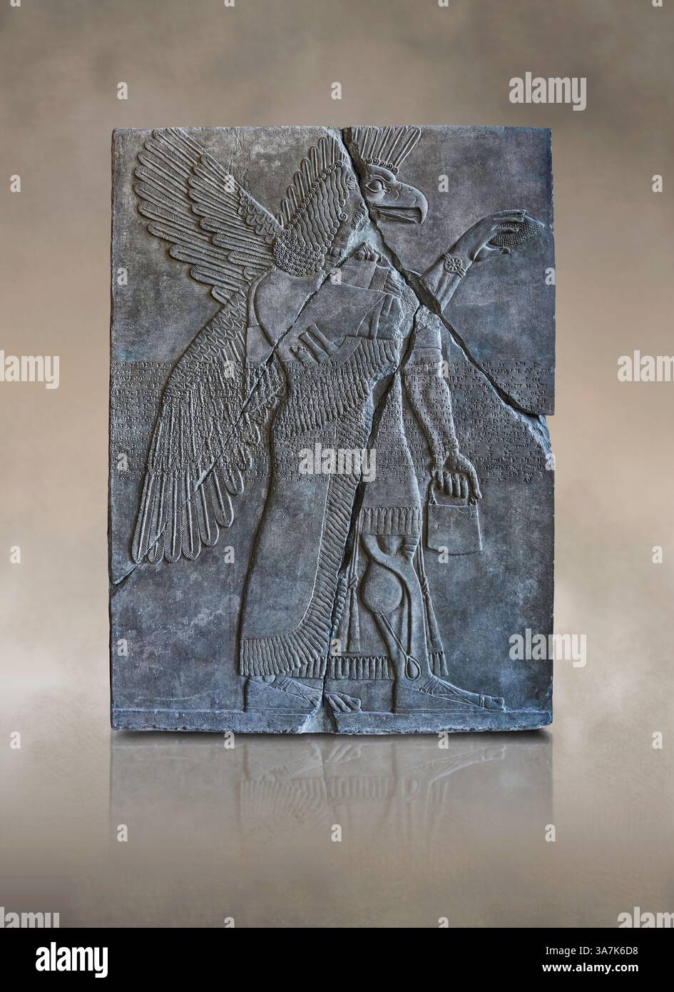 Ancient Neo Assyrian alabaster palace relief sculpture depicting Niroch ...