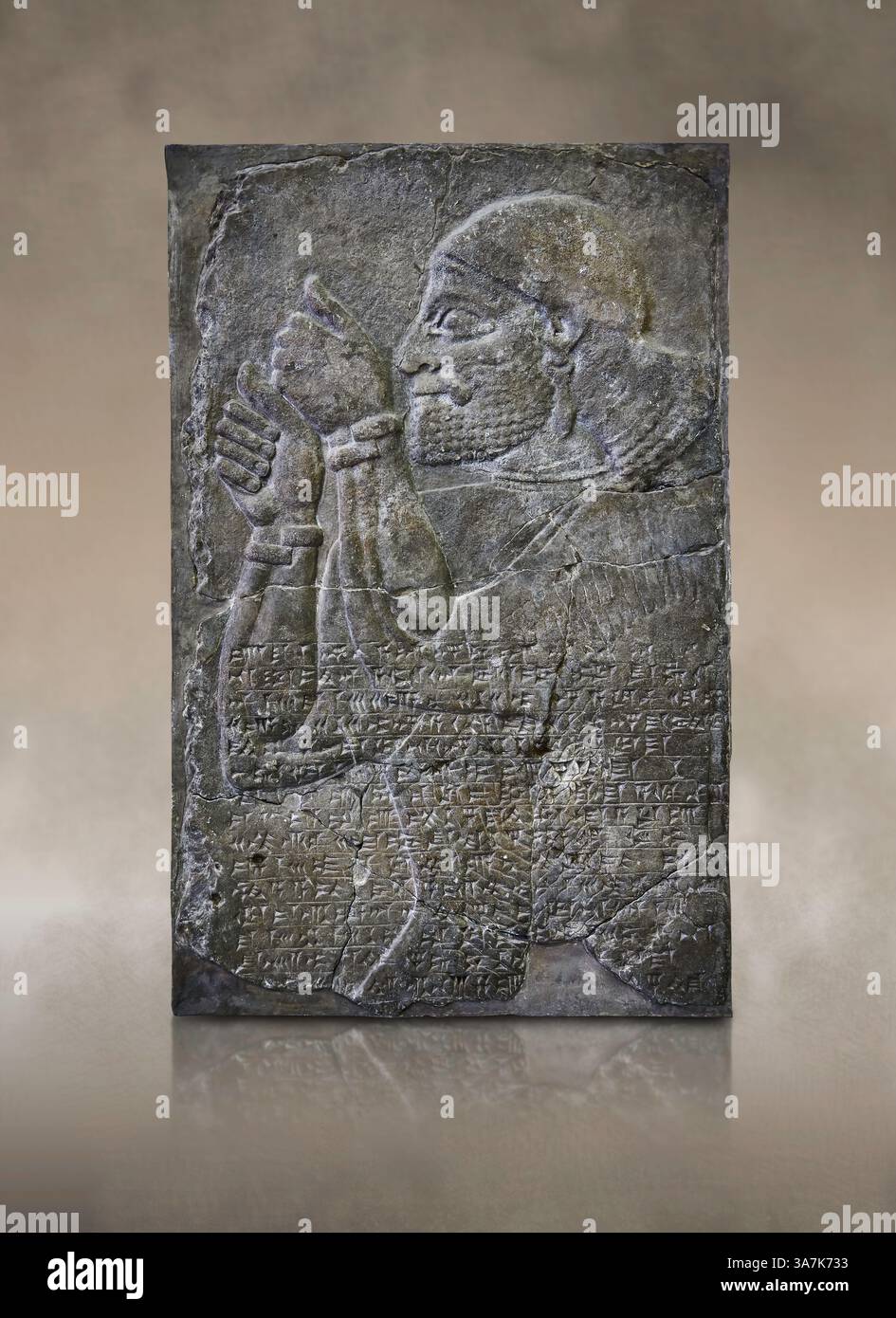 Ancient Neo Assyrian alabaster palace relief sculpture depicting a ...