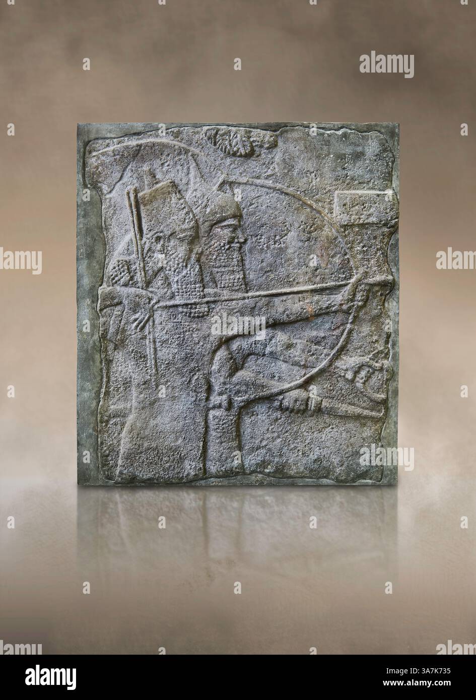 Ancient Neo Assyrian alabaster palace relief sculpture depicting king ...