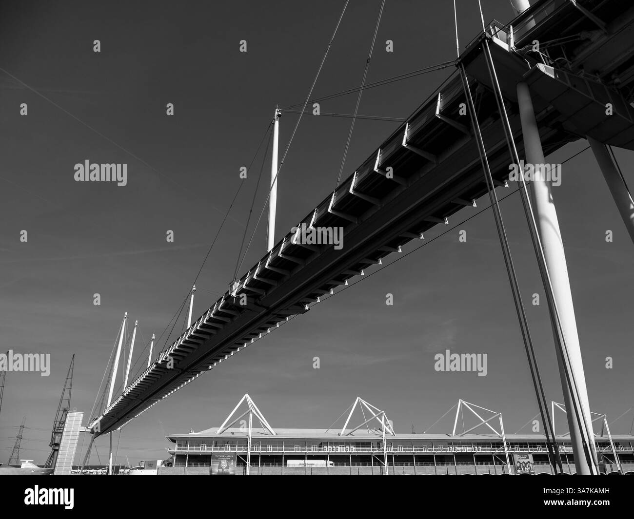Monochrome royal victoria docks footbridge hi-res stock photography and ...