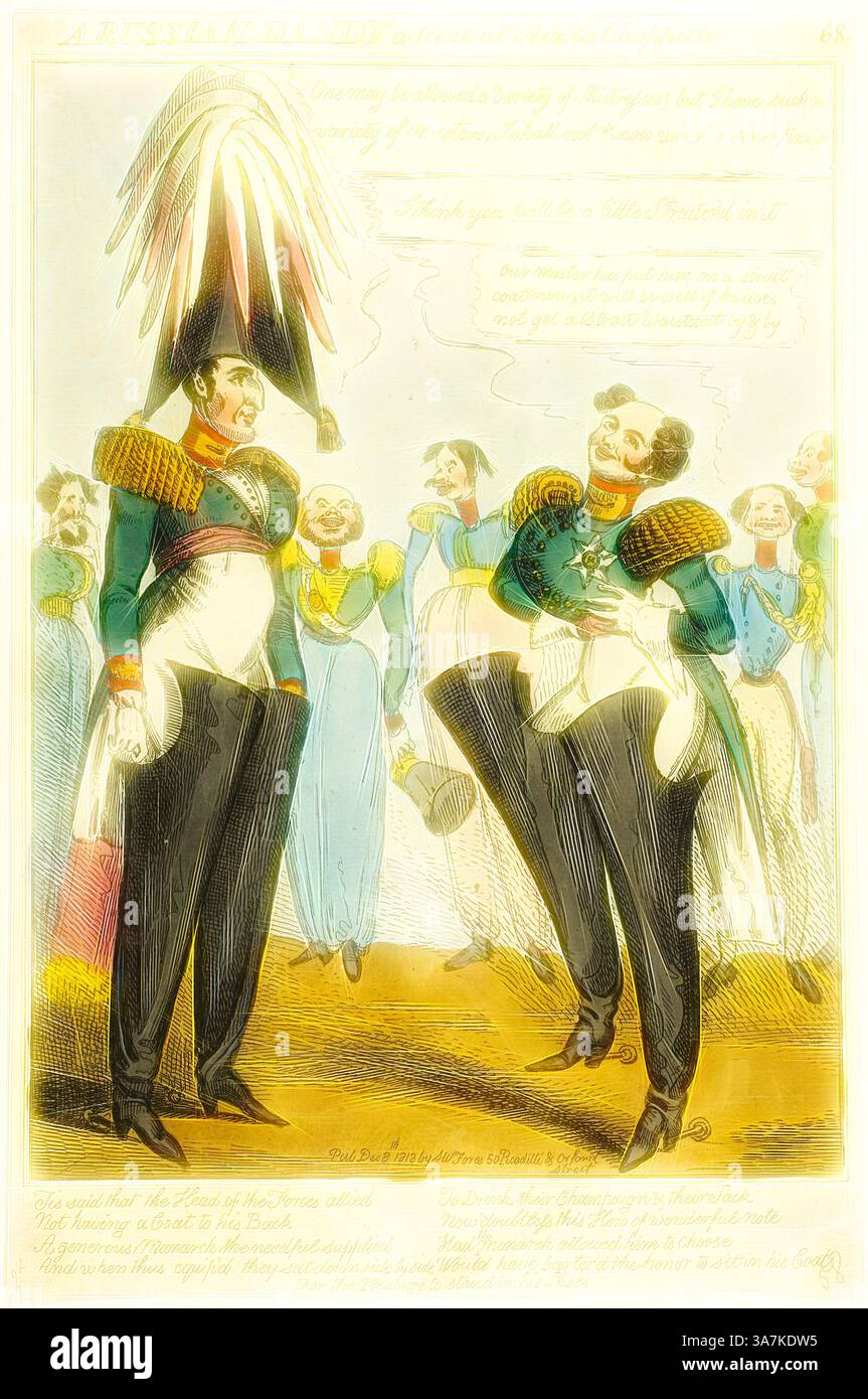 Humorous depiction of two military figures in elaborate uniforms hi-res ...