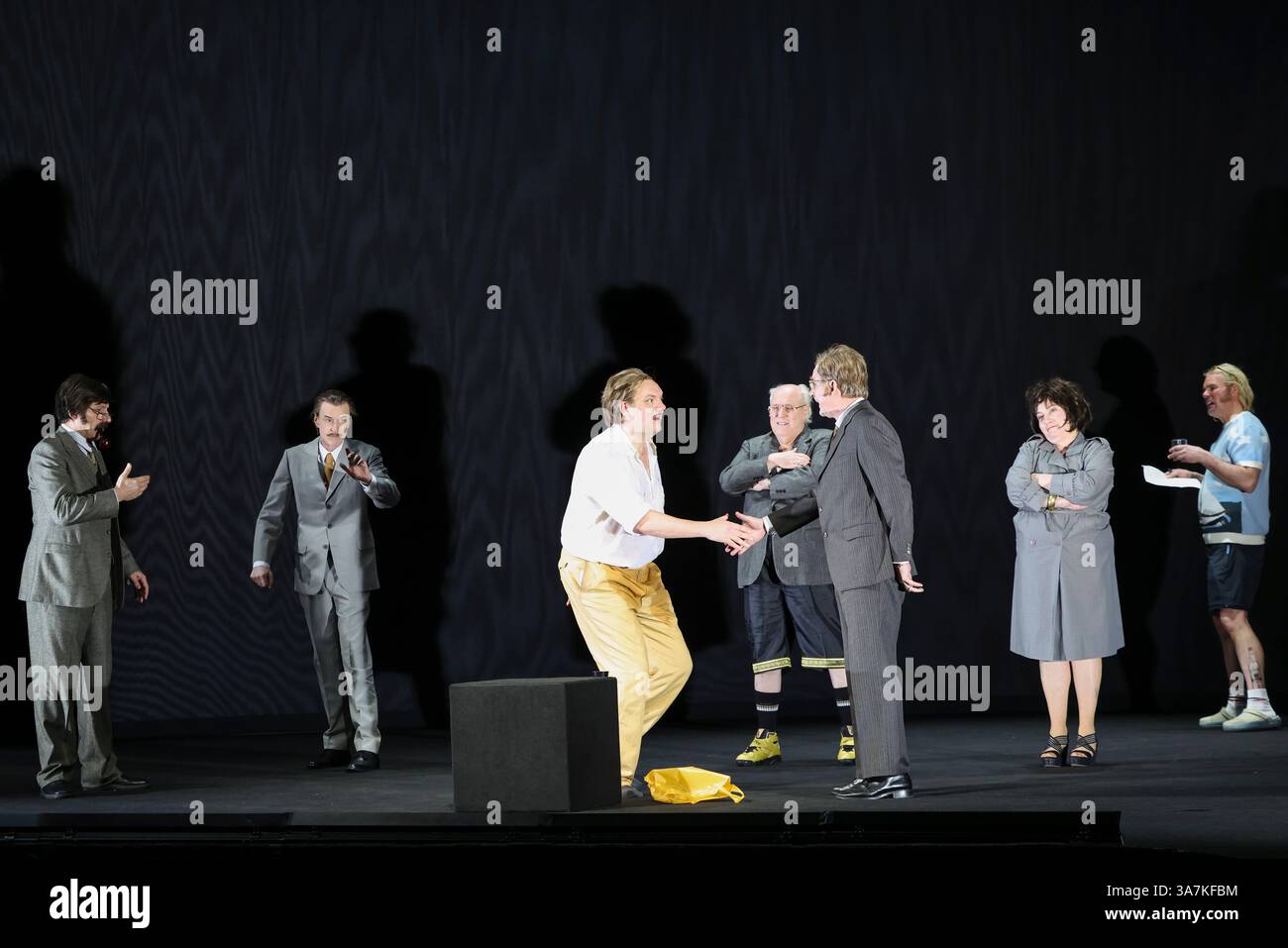 27 March 2025, Hamburg: The actors Rocko Schamoni (l-r), Jacques ...