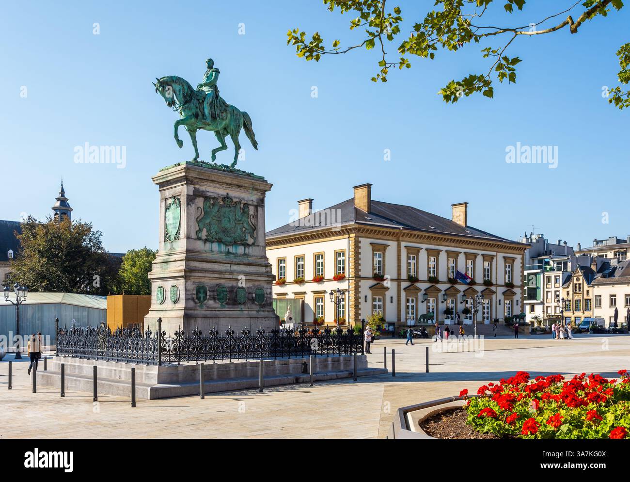 Place Guillaume II in Luxembourg City with the equestrian statue of ...