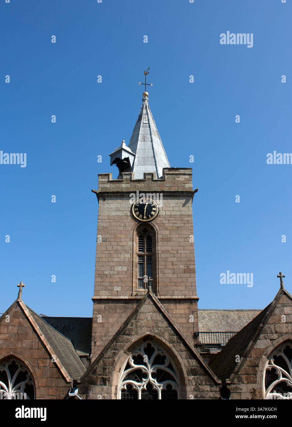 Guernsey. Channel Islands. Saint Peter Port. Town church clock tower ...