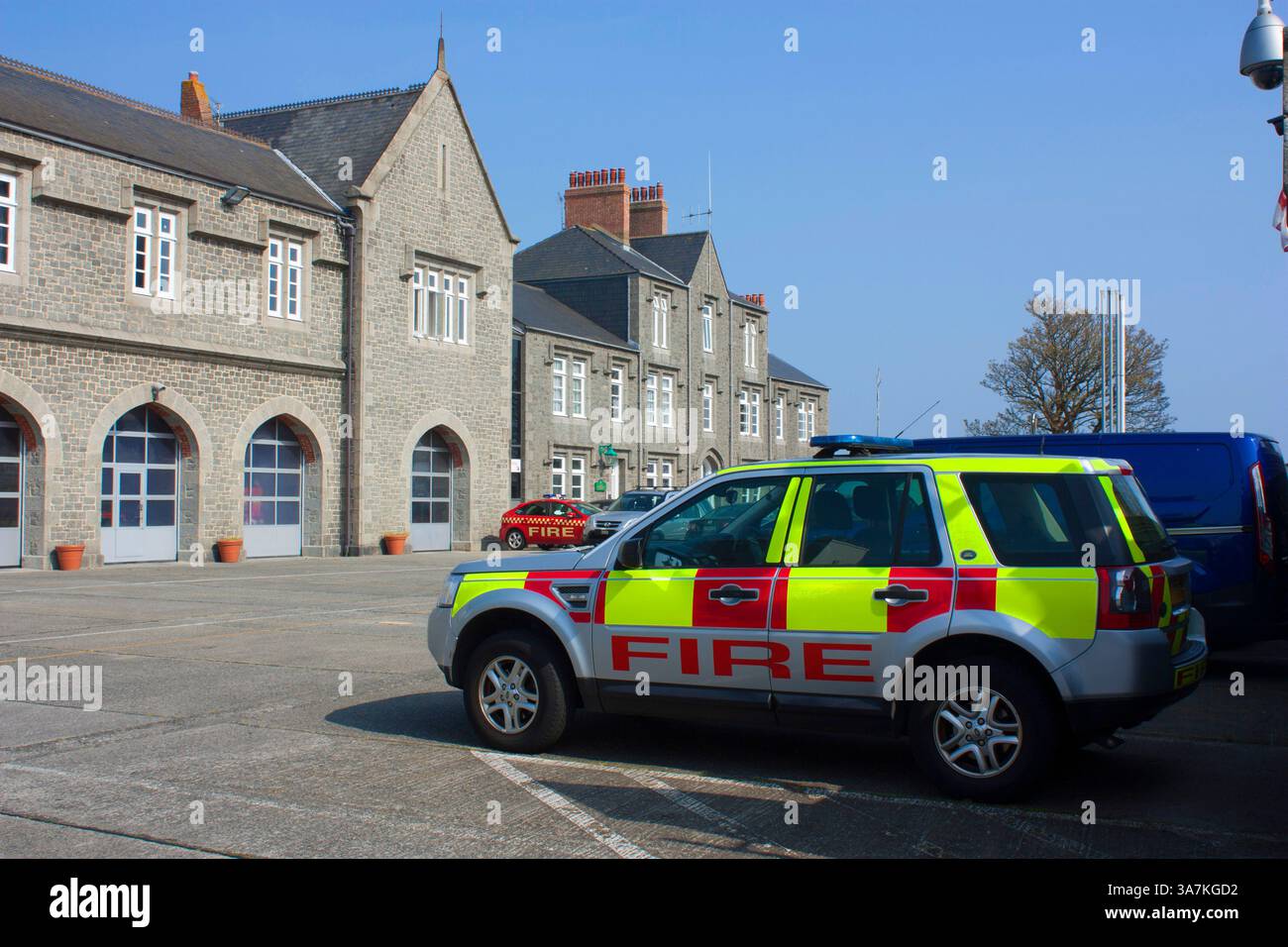 Guernsey. Channel Islands. Saint Peter Port. Fire station parked ...