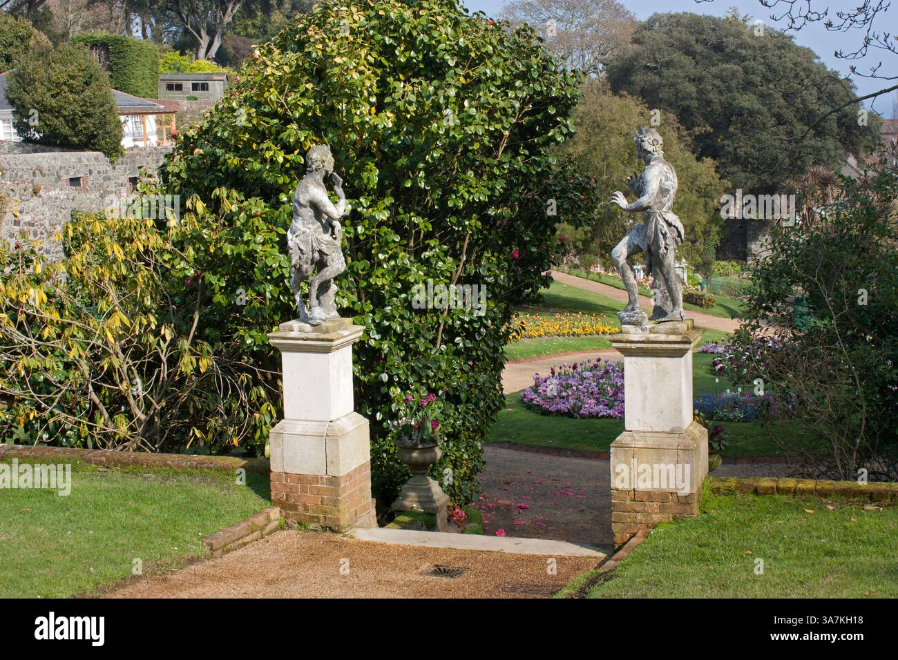 Guernsey. Channel Islands. St Peter Port. Candie Gardens with stone ...