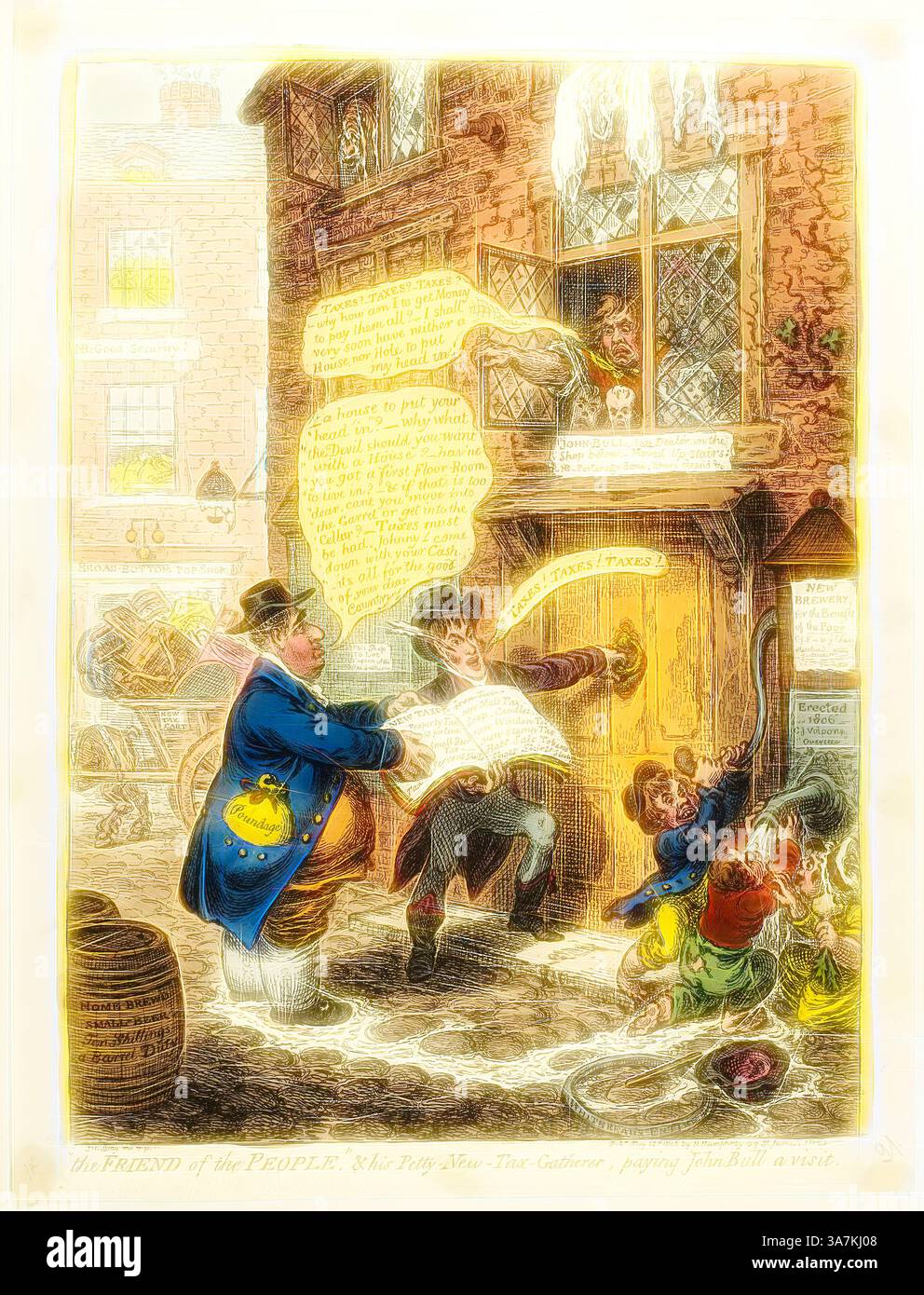 Lively scene depicts two well dressed gentlemen presenting hi-res stock ...