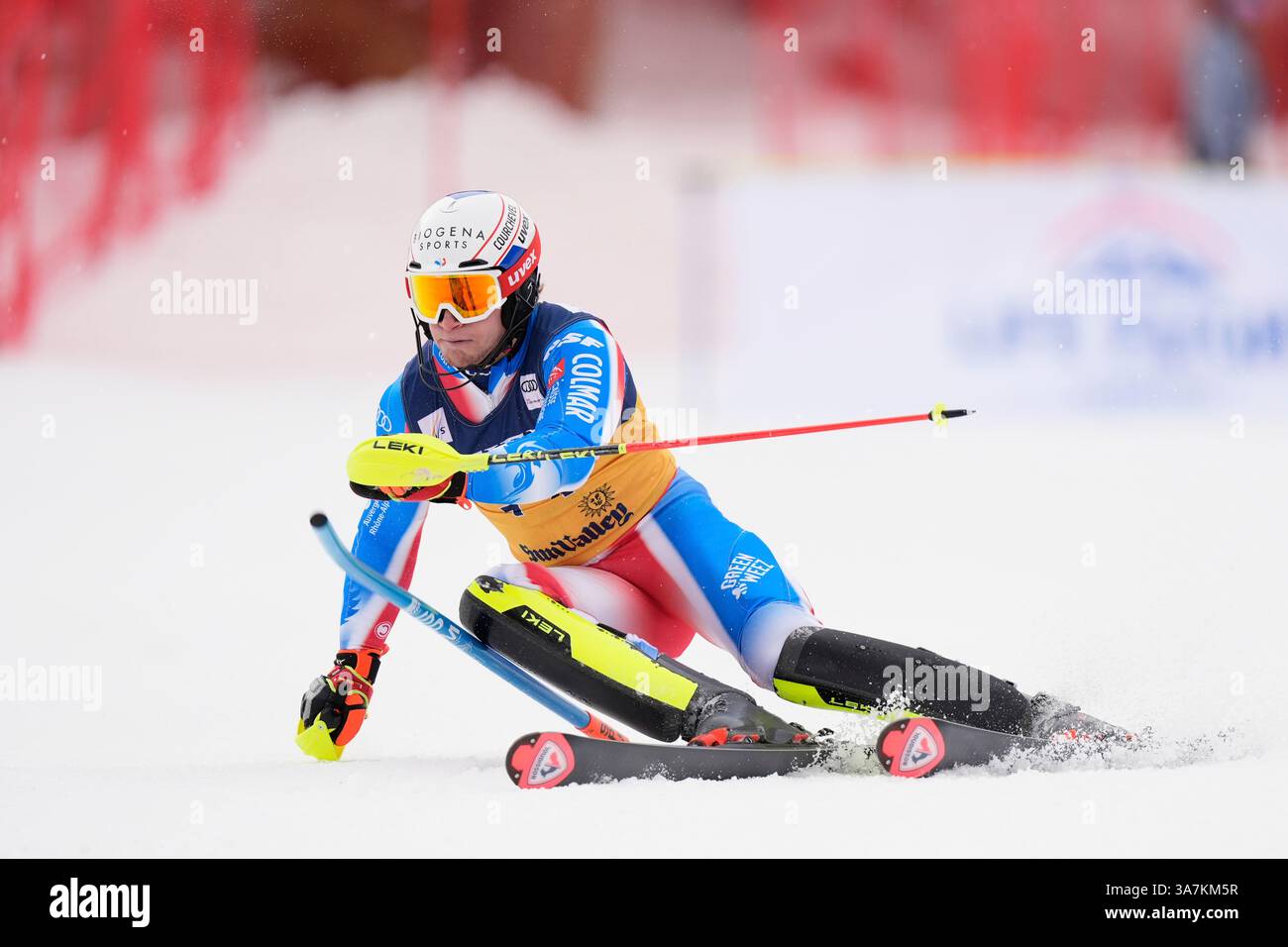 France's Steven Amiez skis during a men's slalom run at the World Cup ...