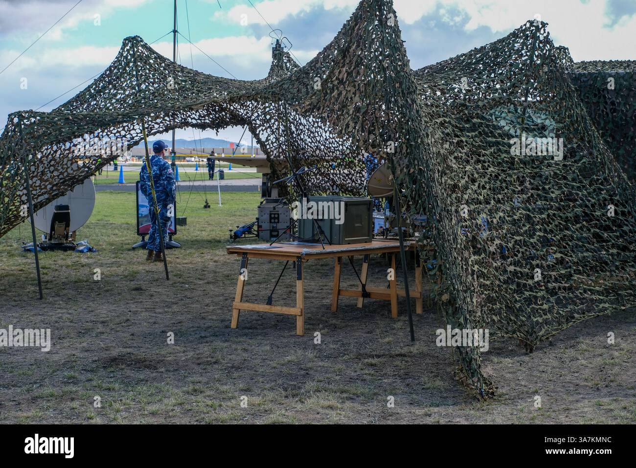 Field communications base set up is seen at the outdoor Air Force and ...