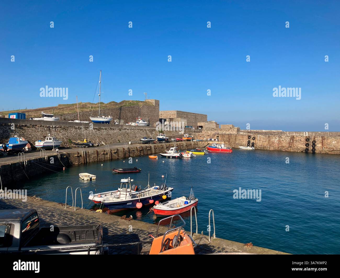 Alderney. Channel Islands. View of harbour Stock Photo - Alamy