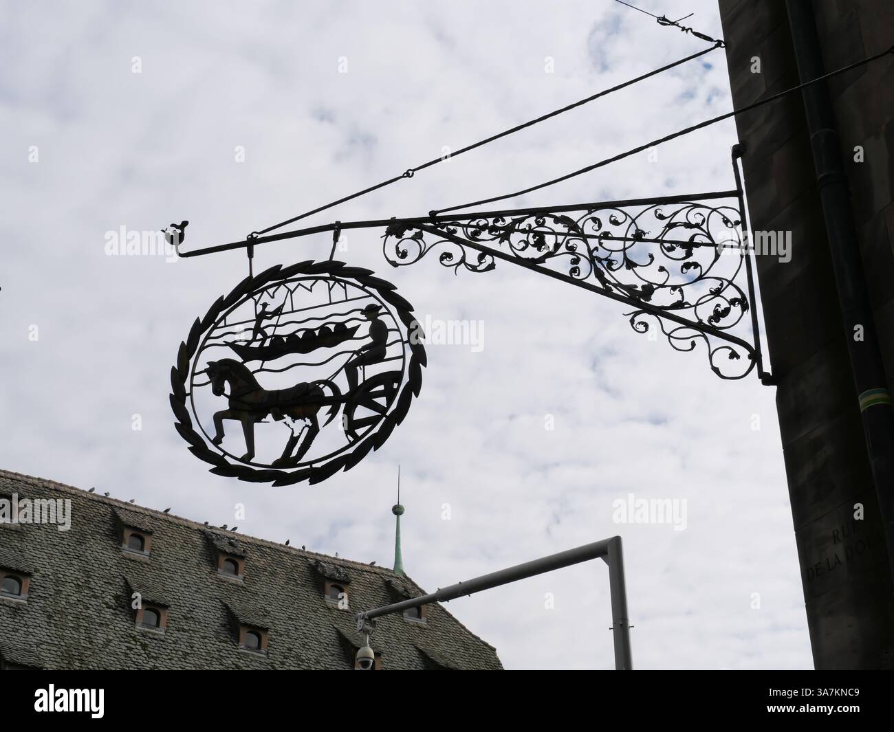 Historic iron sign at the Old Customs House for river shipping and ...