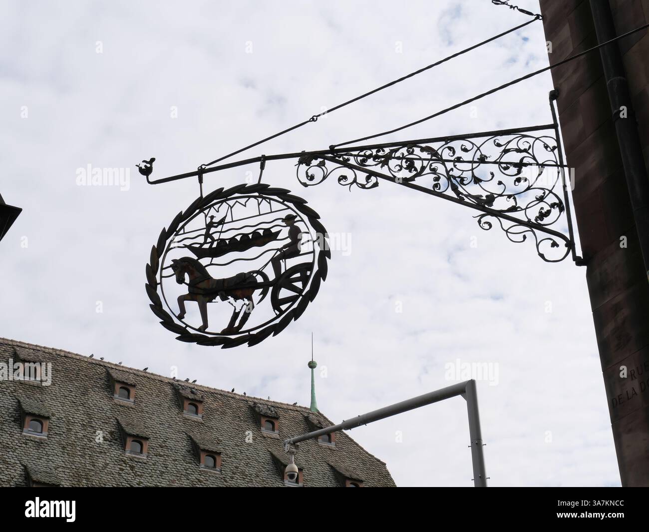 Historic iron sign at the Old Customs House for river shipping and ...