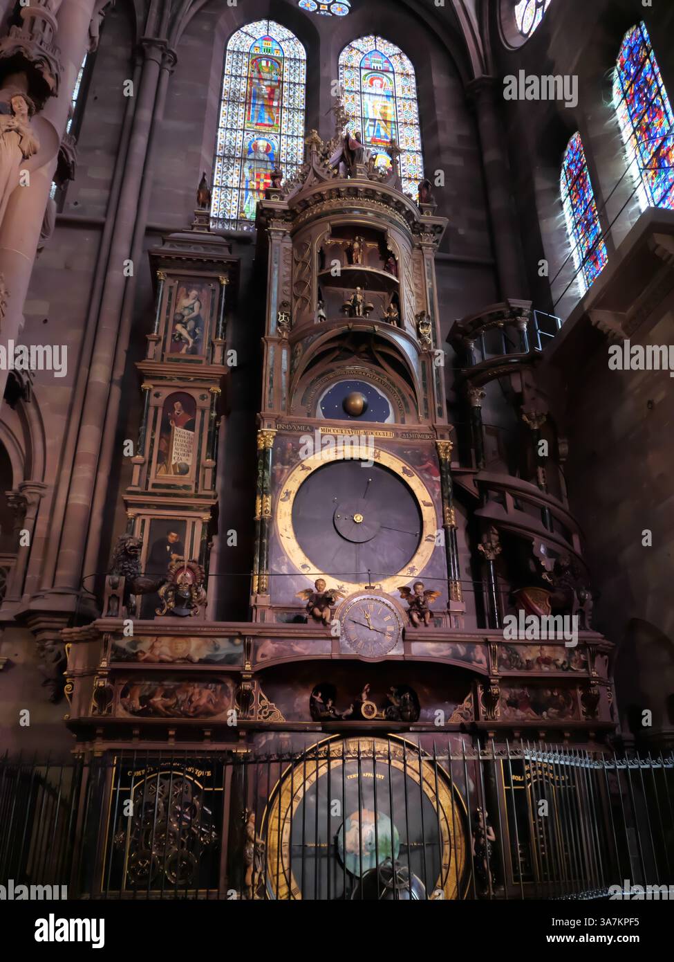 Details of the astronomical clock in Strasbourg Cathedral in Alsace ...