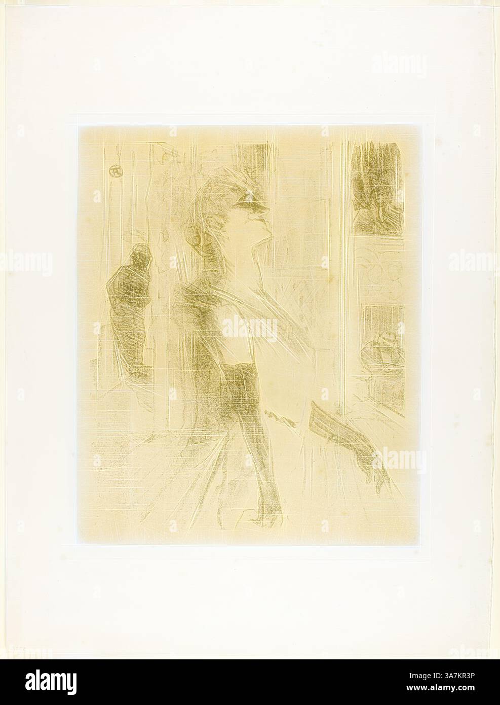 A graceful figure stands in profile, gazing upwards, conveying a sense ...