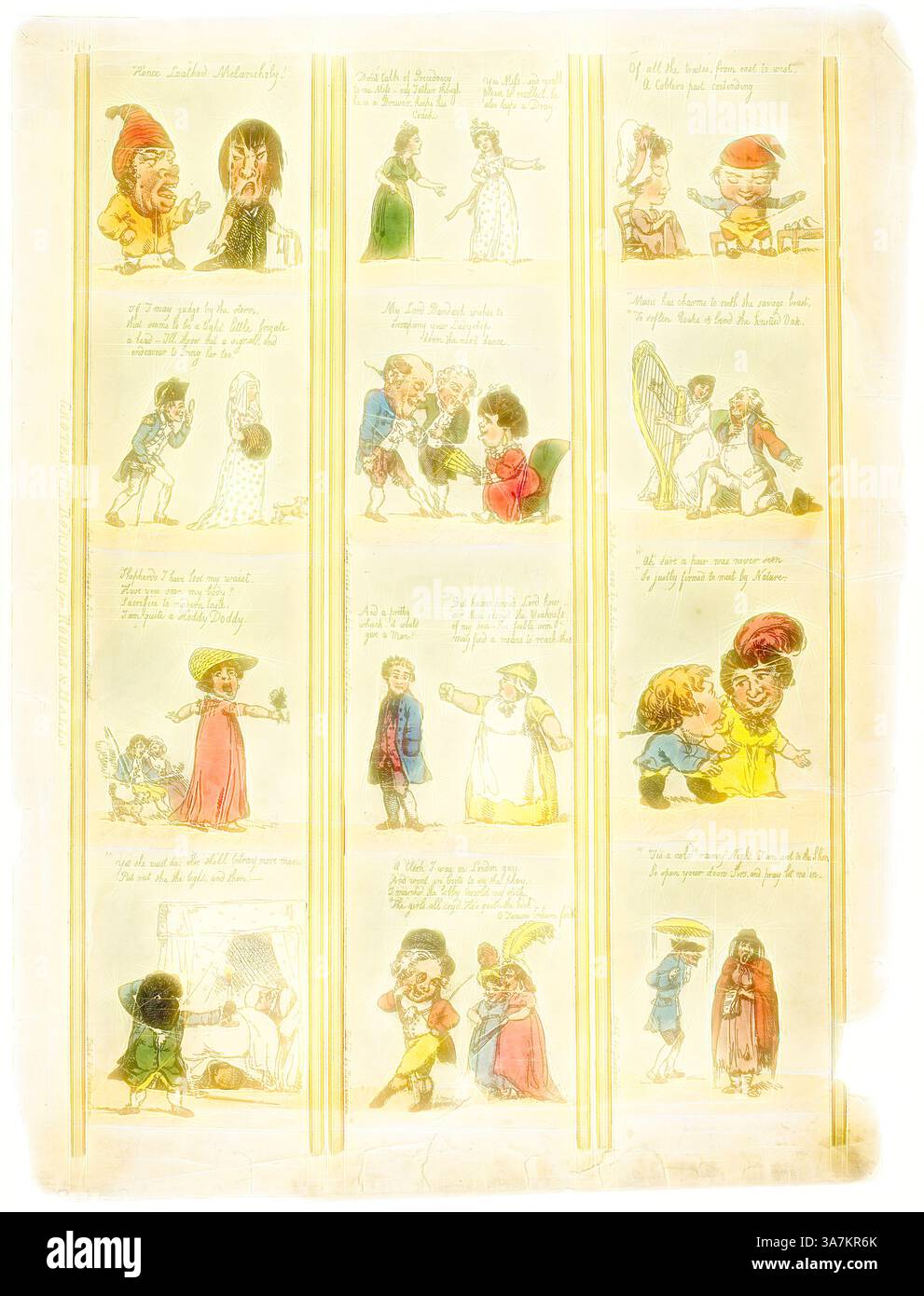 A whimsical collection of illustrated scenes depicting various humorous ...