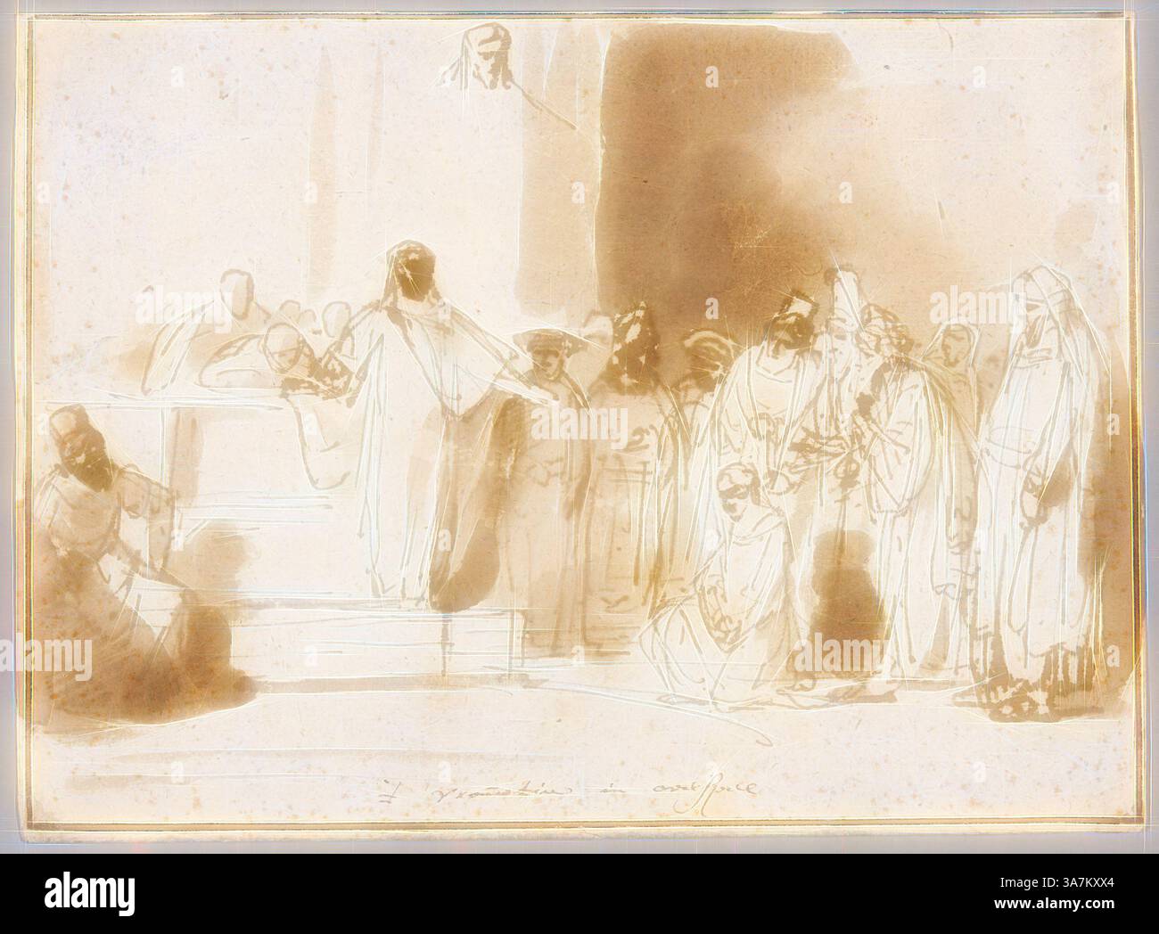 Group of figures stands in reverence hi-res stock photography and ...