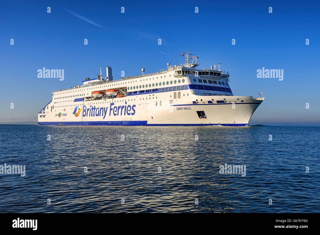 Saint-Malo, an E-Flexer, hybrid powered cross-Channel ferry, operated ...
