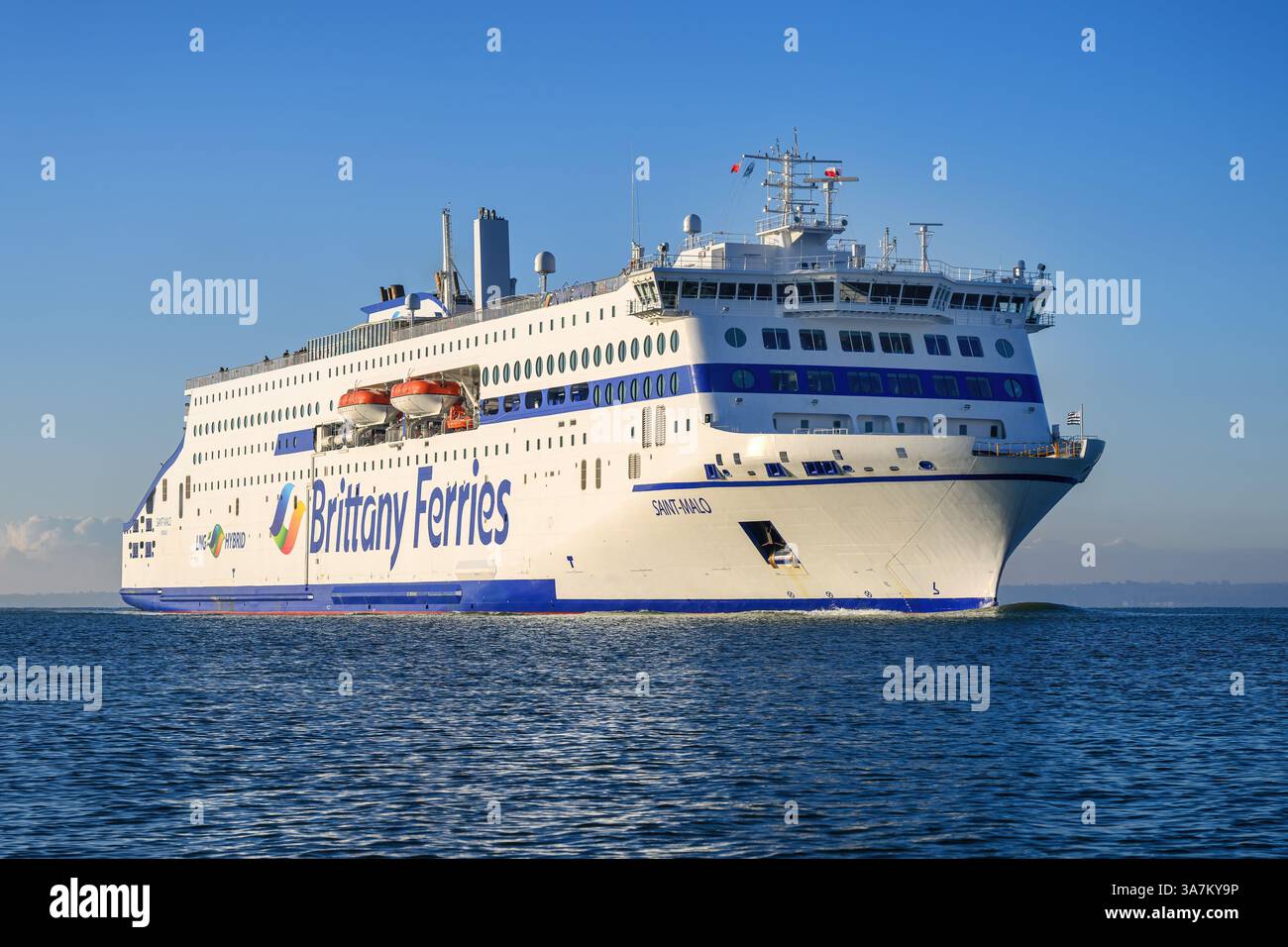 Saint-Malo, an E-Flexer, hybrid powered cross-Channel ferry, operated ...