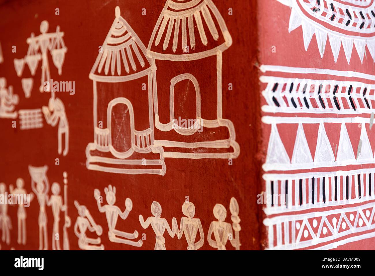 Beautiful handmade white paintings with traditional symbols on the ...