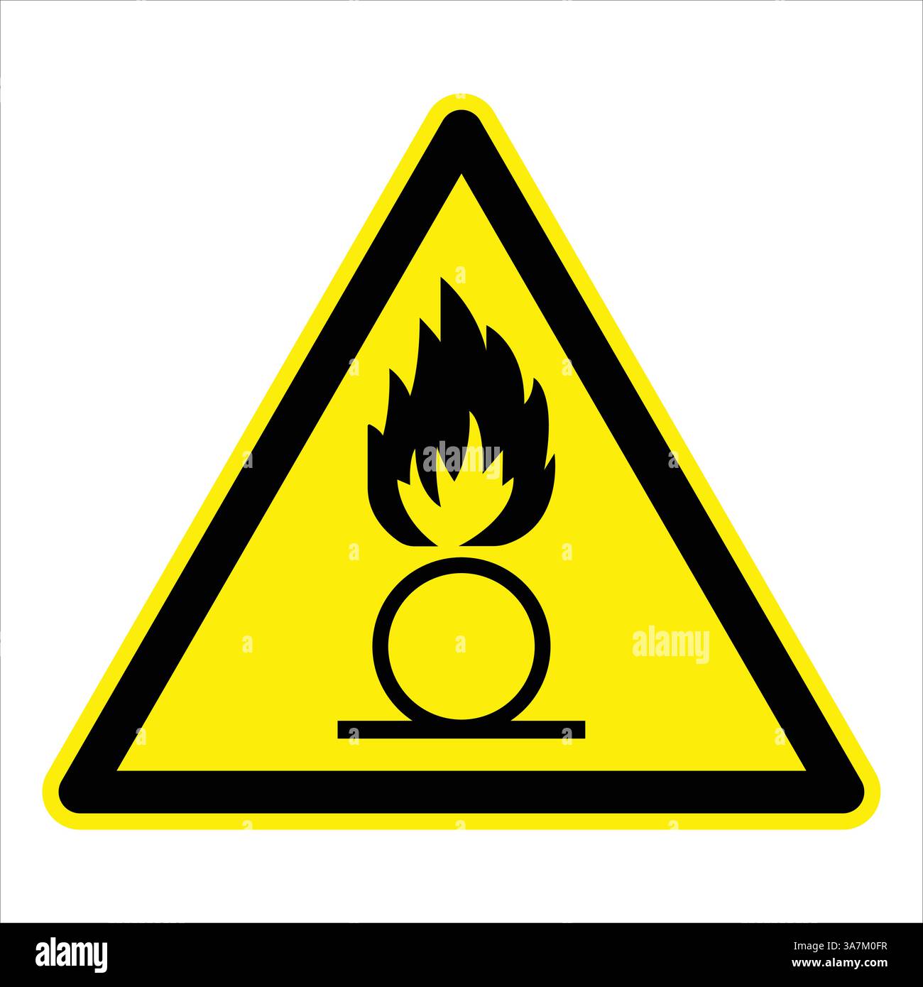 Oxidizing substances warning sign featuring a black flame over a circle ...
