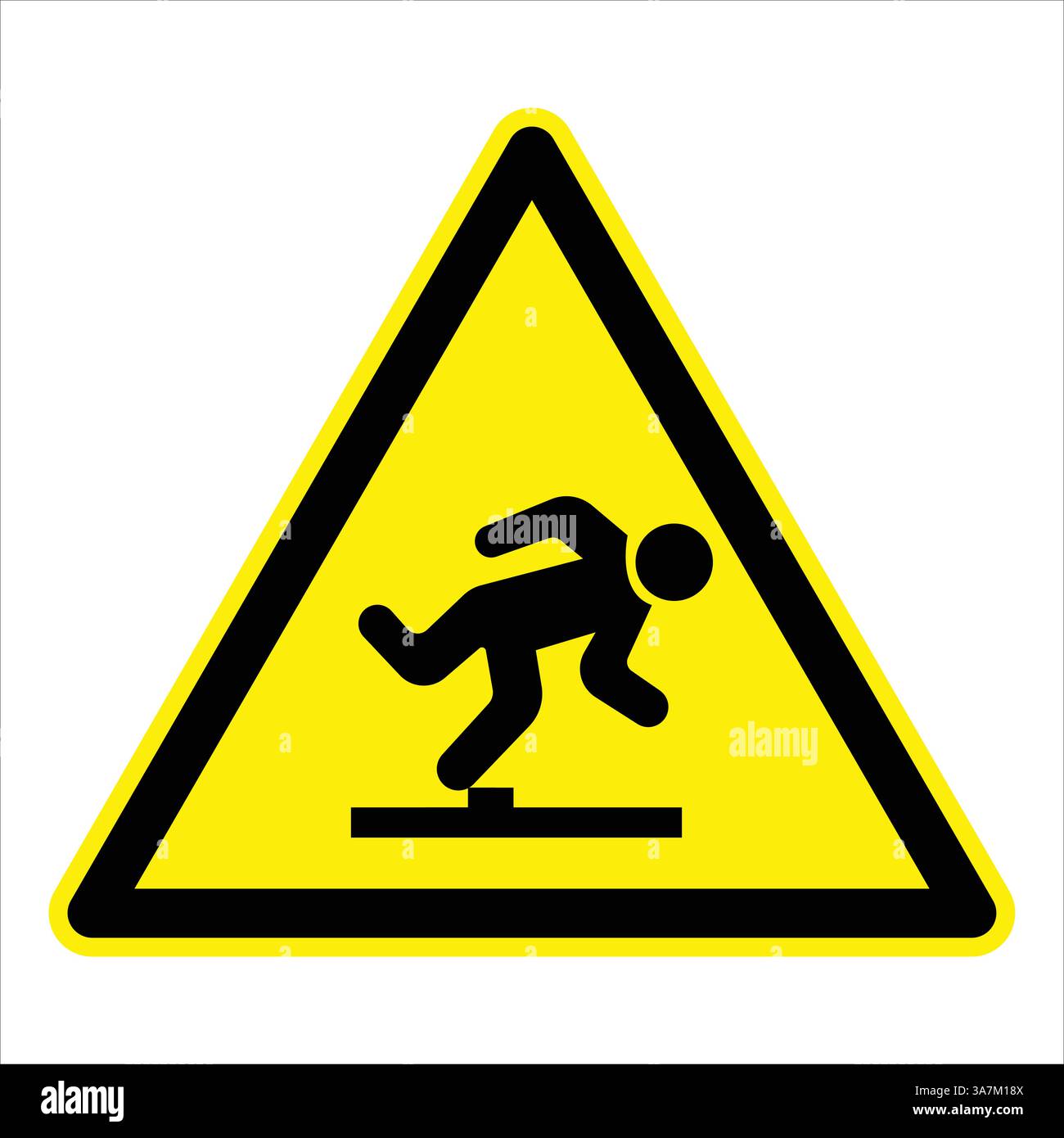 Tripping hazard warning sign, featuring a stylized person falling ...