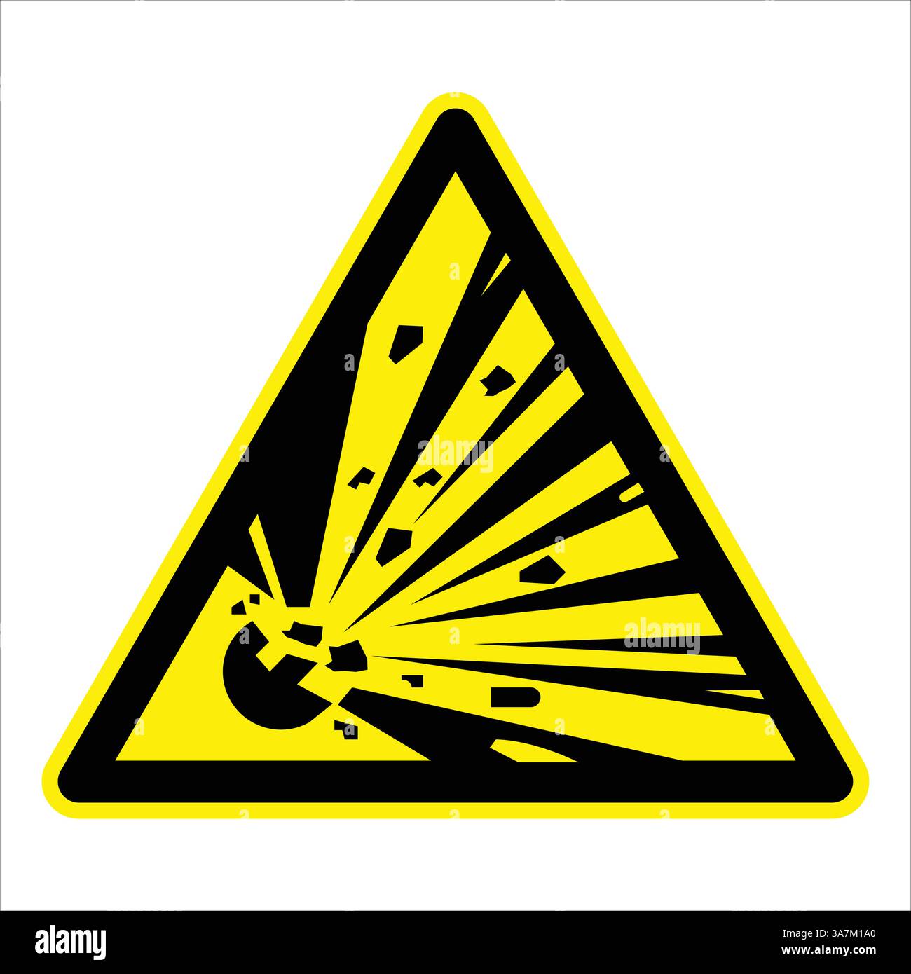 Black bomb exploding inside yellow triangle warning sign, indicating ...