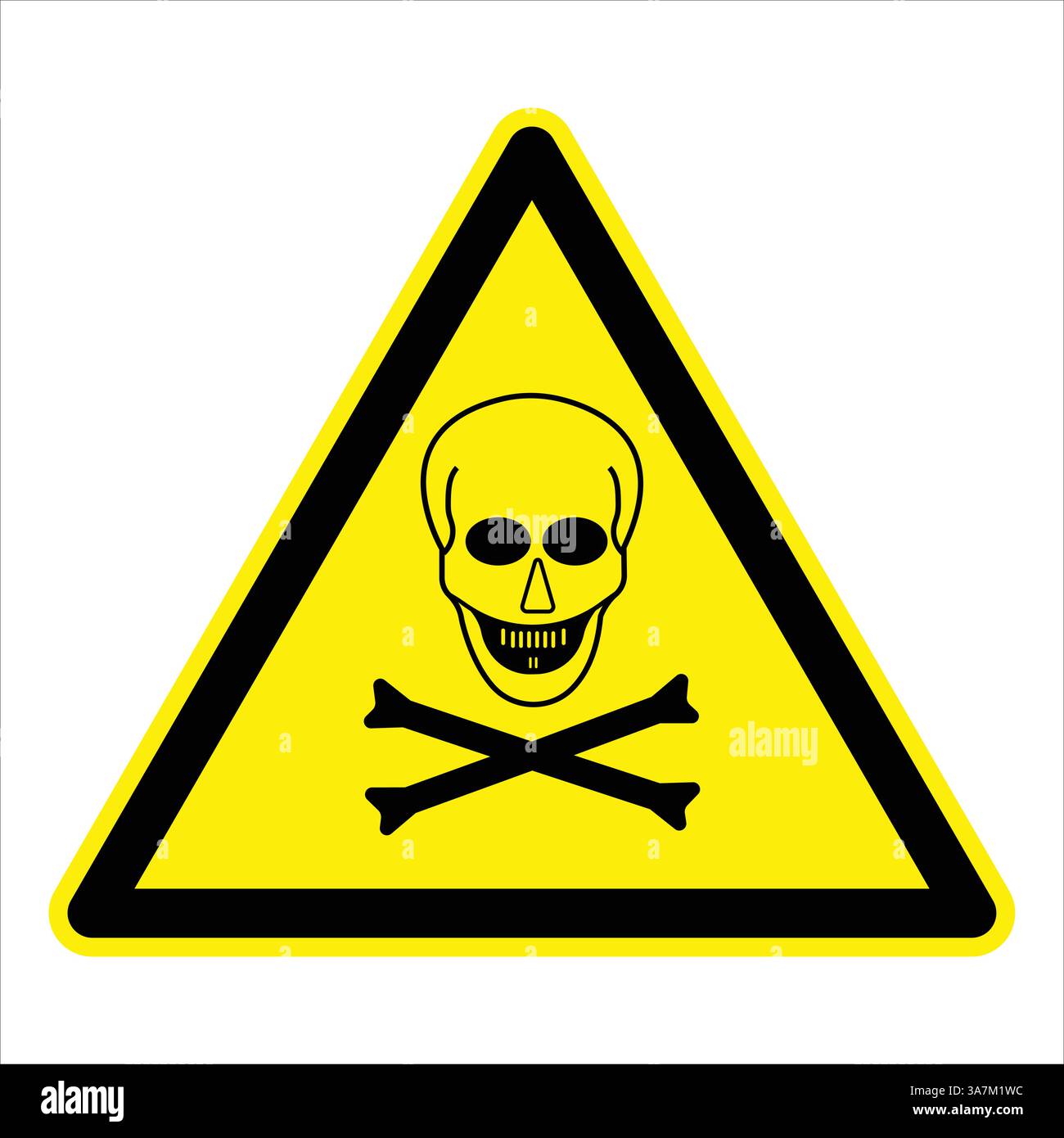 Poison warning sign showing skull and crossbones inside yellow triangle ...