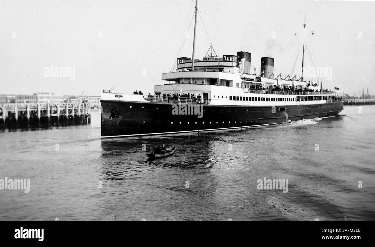 1932, Ostend harbour, Belgium: The Belgian vessel SS Prince Charles ...