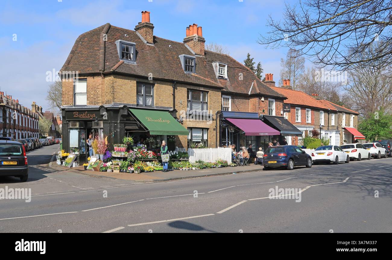 Shops and restaurants in Dulwich Village, an affluent area of southeast ...