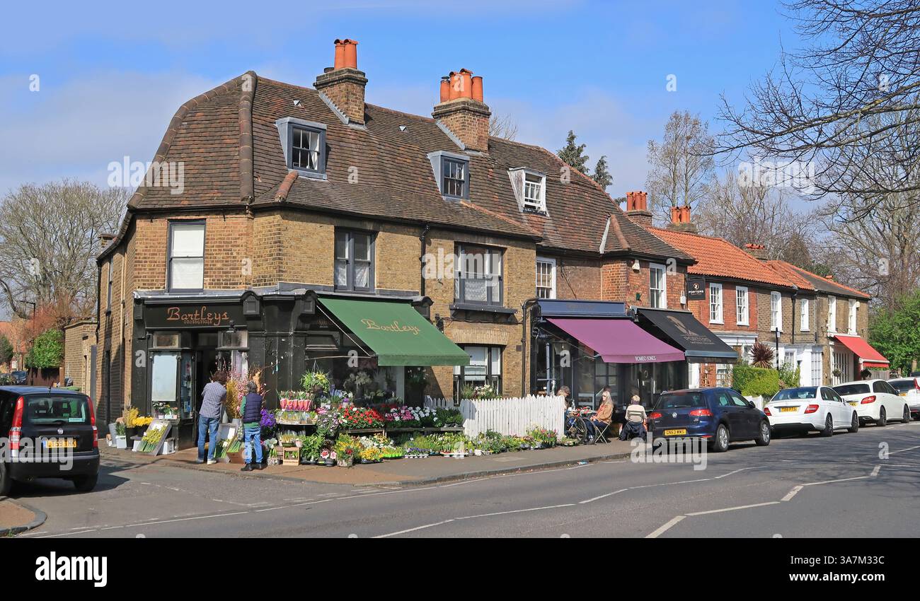 Shops and restaurants in Dulwich Village, an affluent area of southeast ...