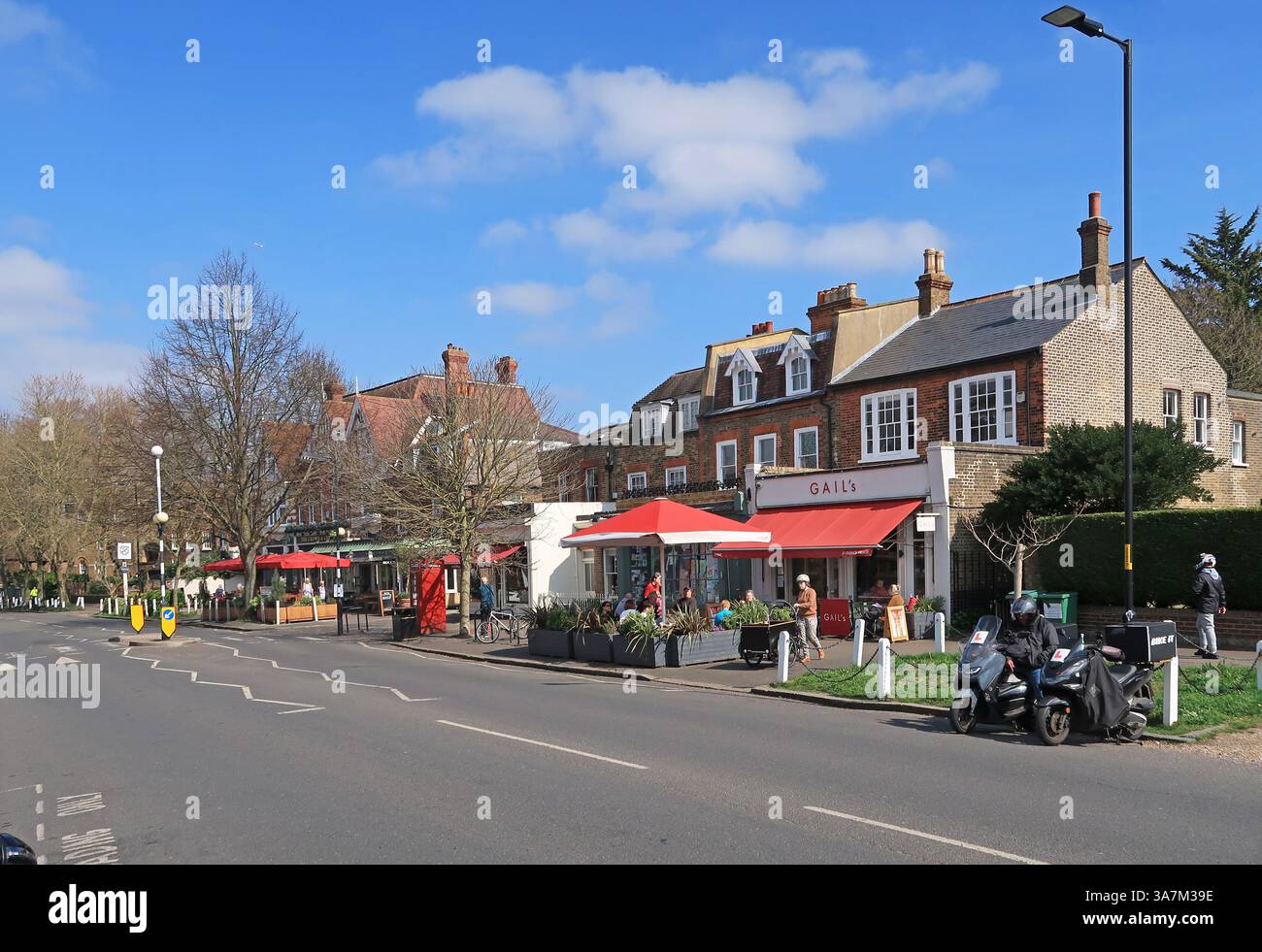 Shops and restaurants in Dulwich Village, an affluent area of southeast ...