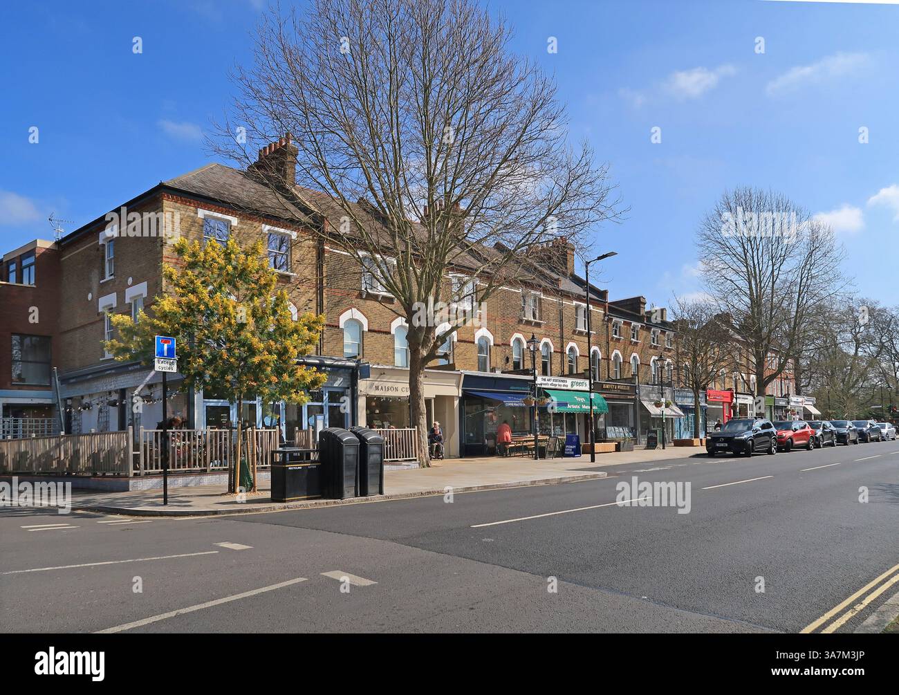 Shops and restaurants in Dulwich Village, an affluent area of southeast ...