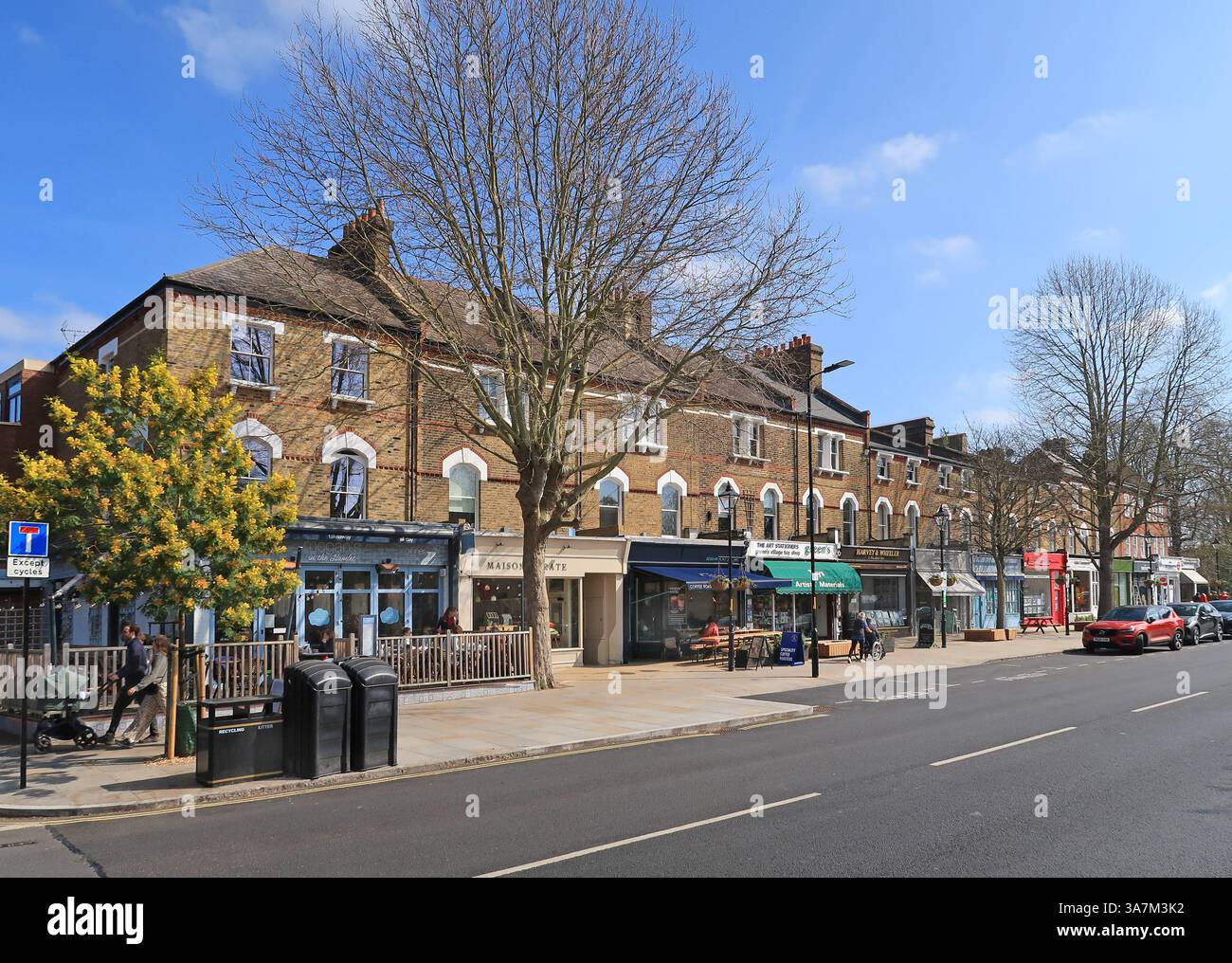 Shops and restaurants in Dulwich Village, an affluent area of southeast ...