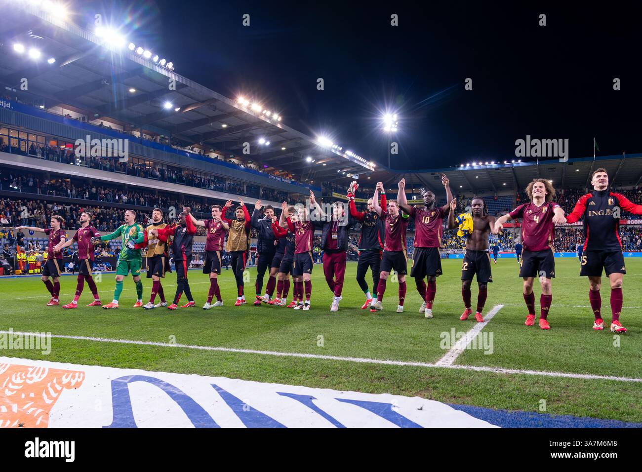 GENK, BELGIUM - MARCH 23: Matz Sels of Belgium, Zeno Debast of Belgium ...