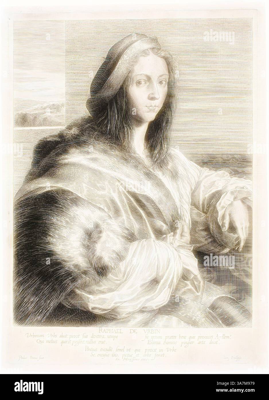 A somber portrait of a woman draped in elegant fabric, gazing ...