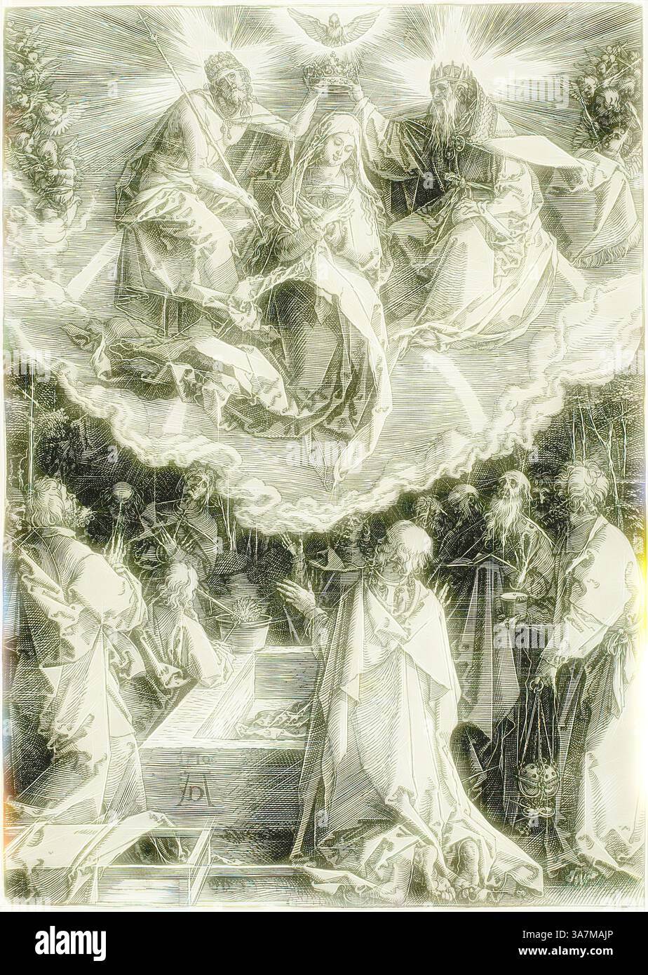 A celestial scene depicting a heavenly assembly, with figures ...