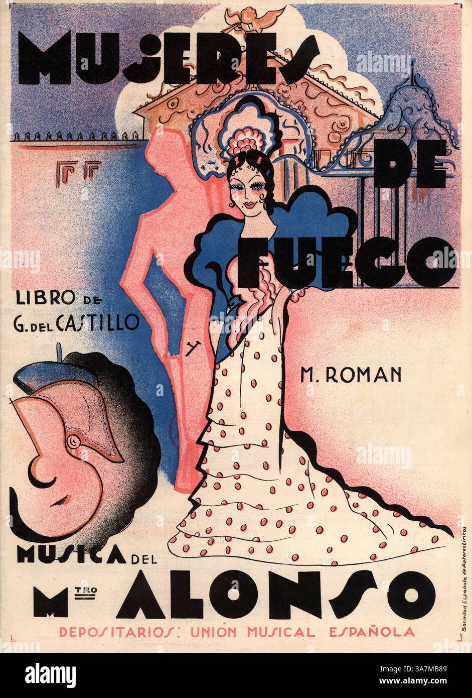 Partitura musical de Mujeres de Fuego, del maestro Francisco Alonso. Año 1930 Stock Photo - Alamy