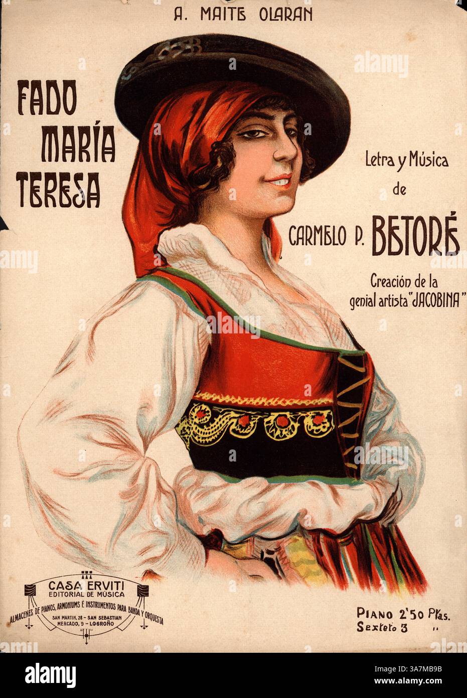 Partitura musical del fado María Teresa, del maestro Carmelo P. Betoré ...