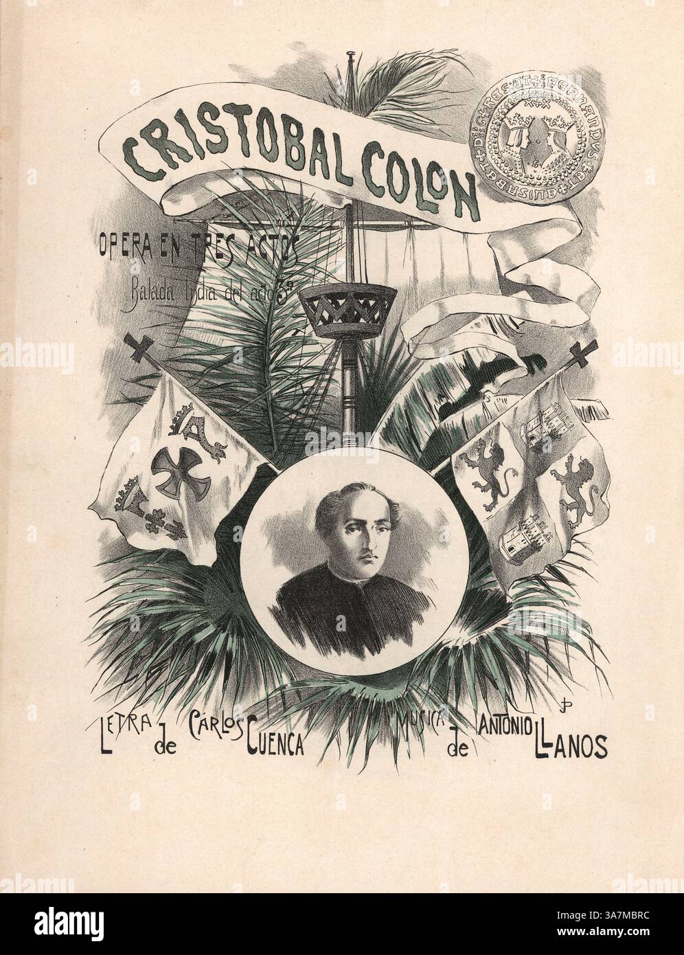 Partitura musical de la ópera Cristóbal Colón, del maestro Antonio ...