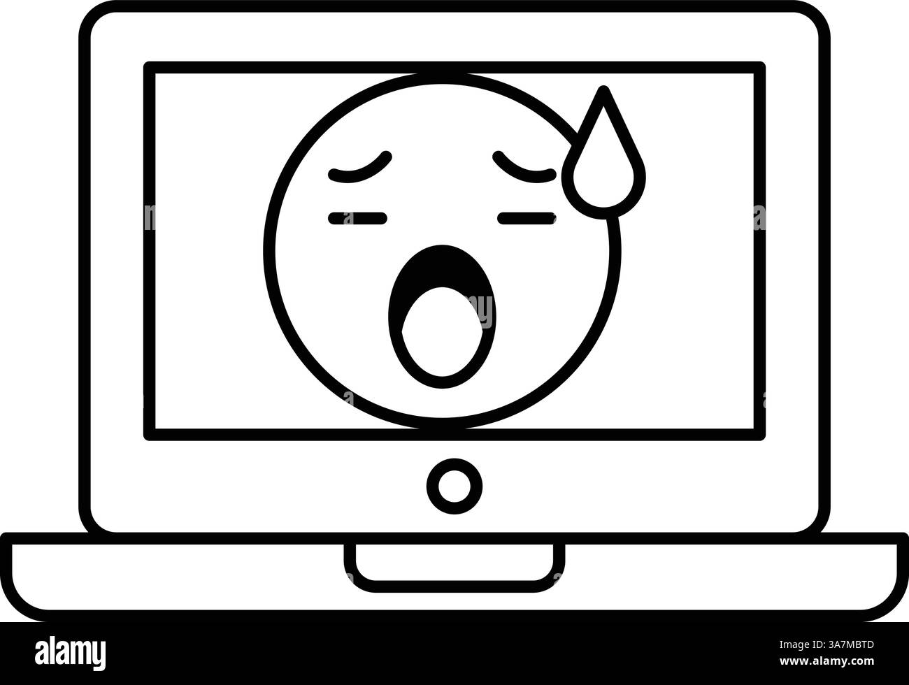 Computer monitor shows cartoon Black and White Stock Photos & Images ...