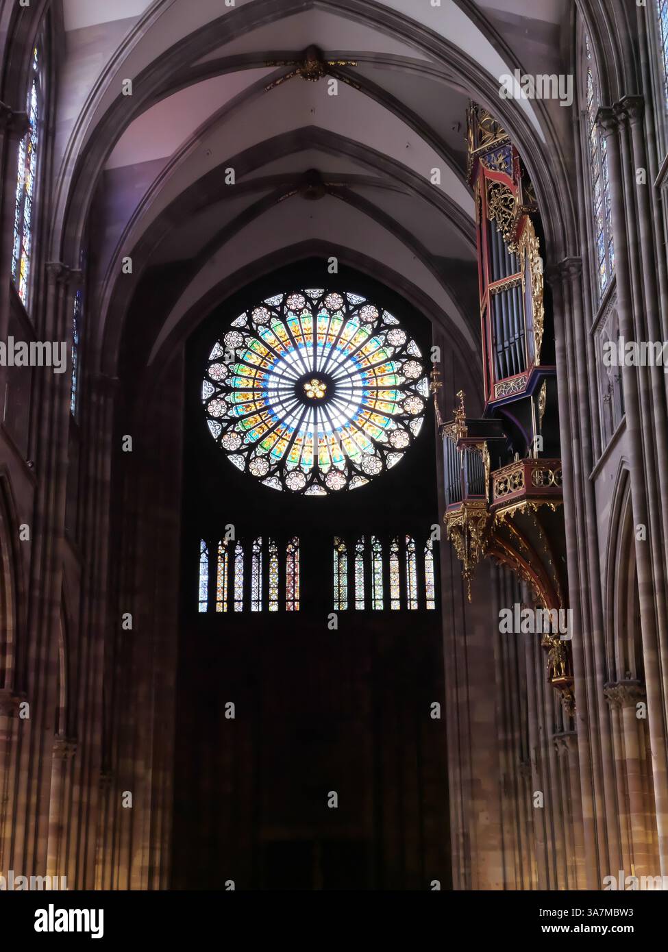 The stained glass window rosette at Strasbourg Cathedral Stock Photo ...
