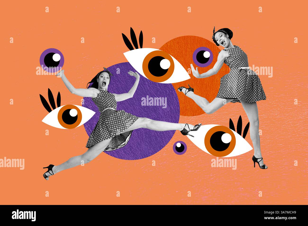 Trend artwork template design 3D collage sketch of drawing eyes watch ...