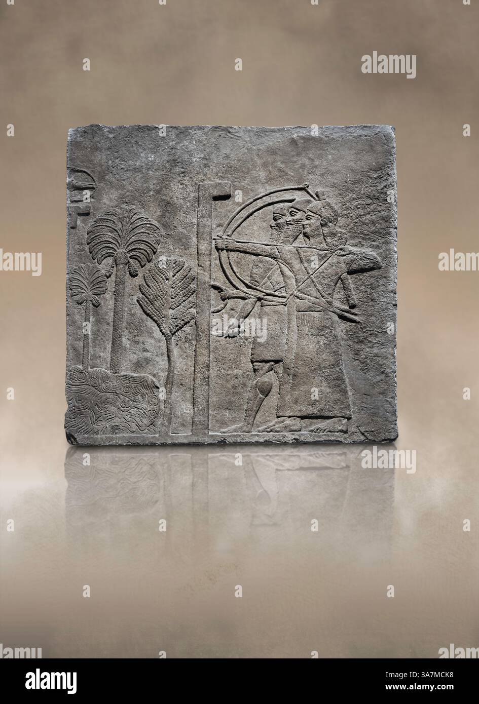 Assyrian bas relief sculpture panel showing portrait of Assyrian ...