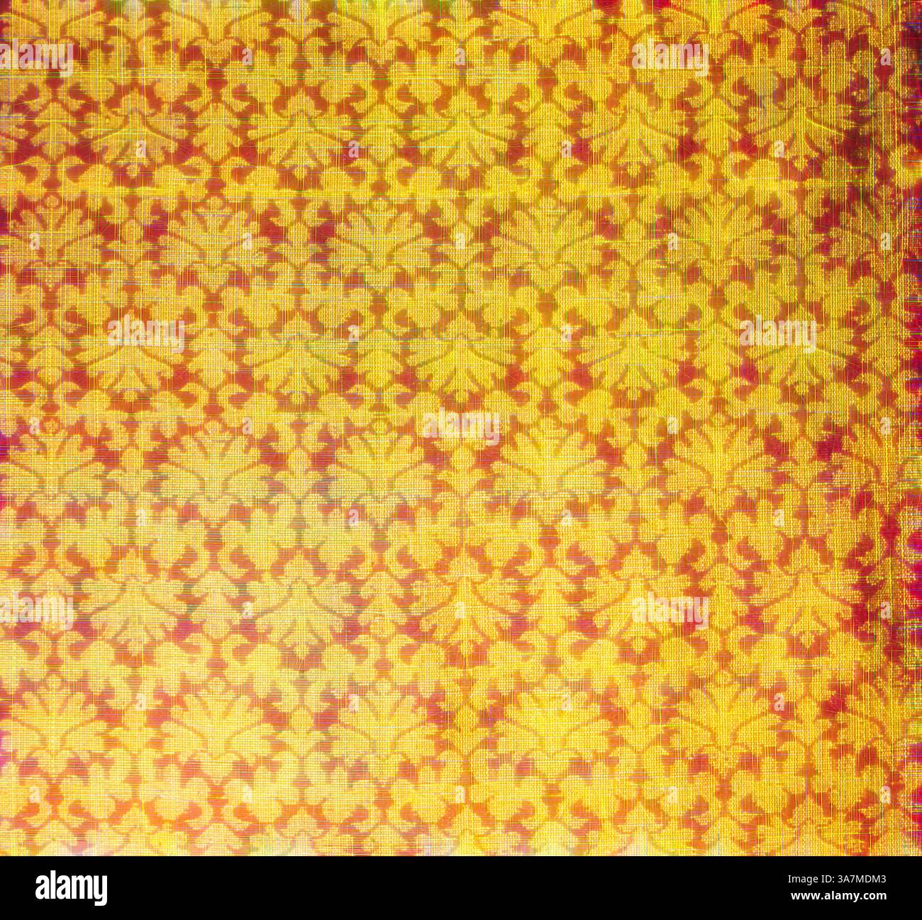 An intricate floral pattern featuring rich hues of yellow and orange ...