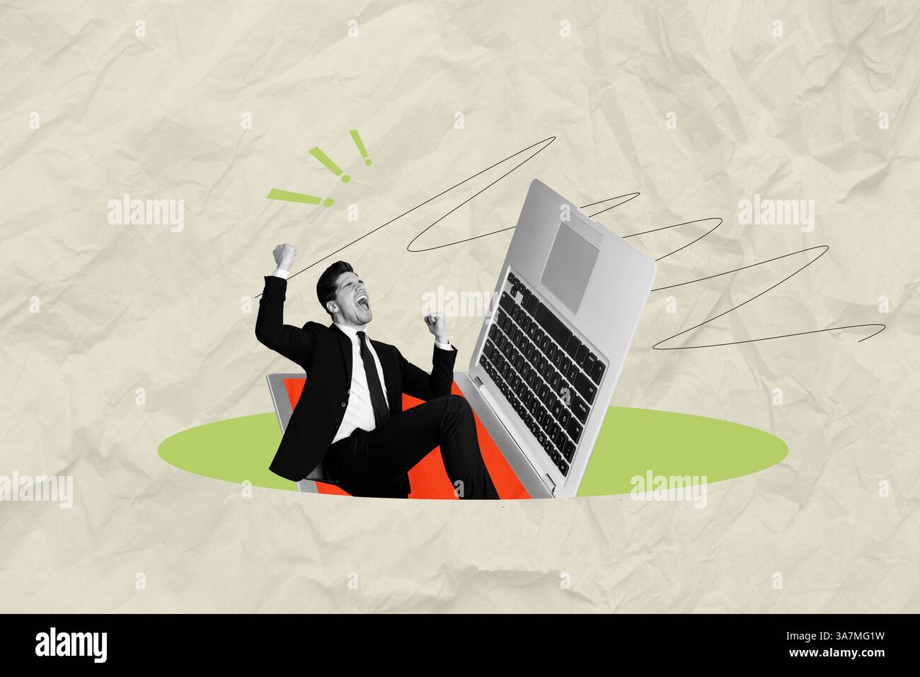 Composite trendy magazine photo collage of angry businessman scream ...